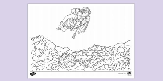 coloring pages scuba diver